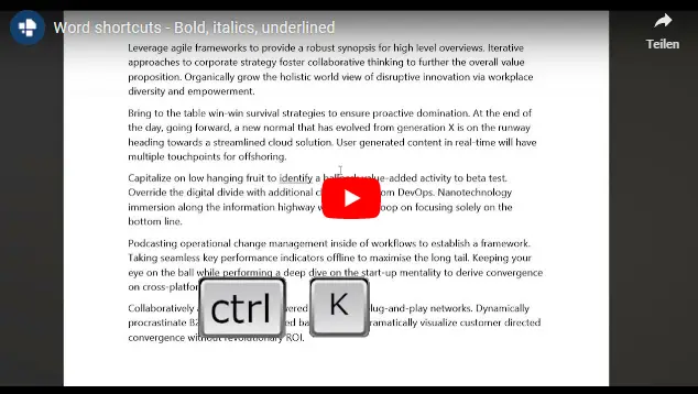 Office shortcuts for Microsoft Word